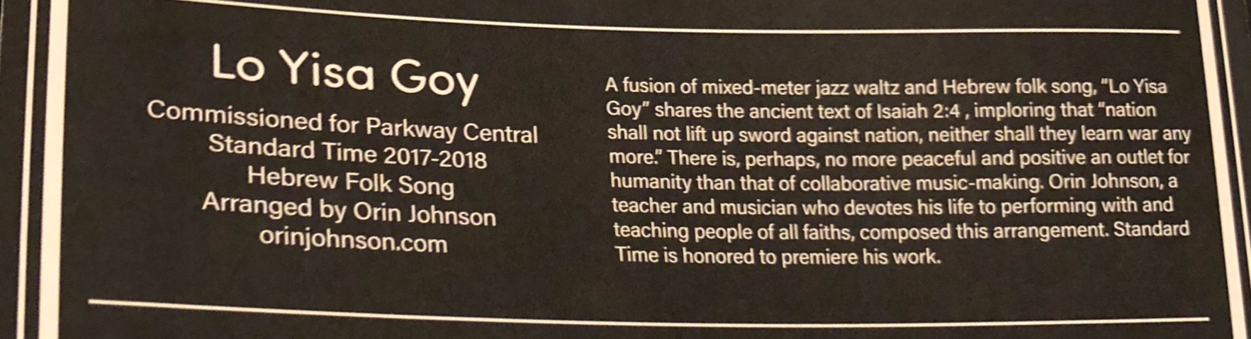Lo Yisa Goy | Orin Johnson